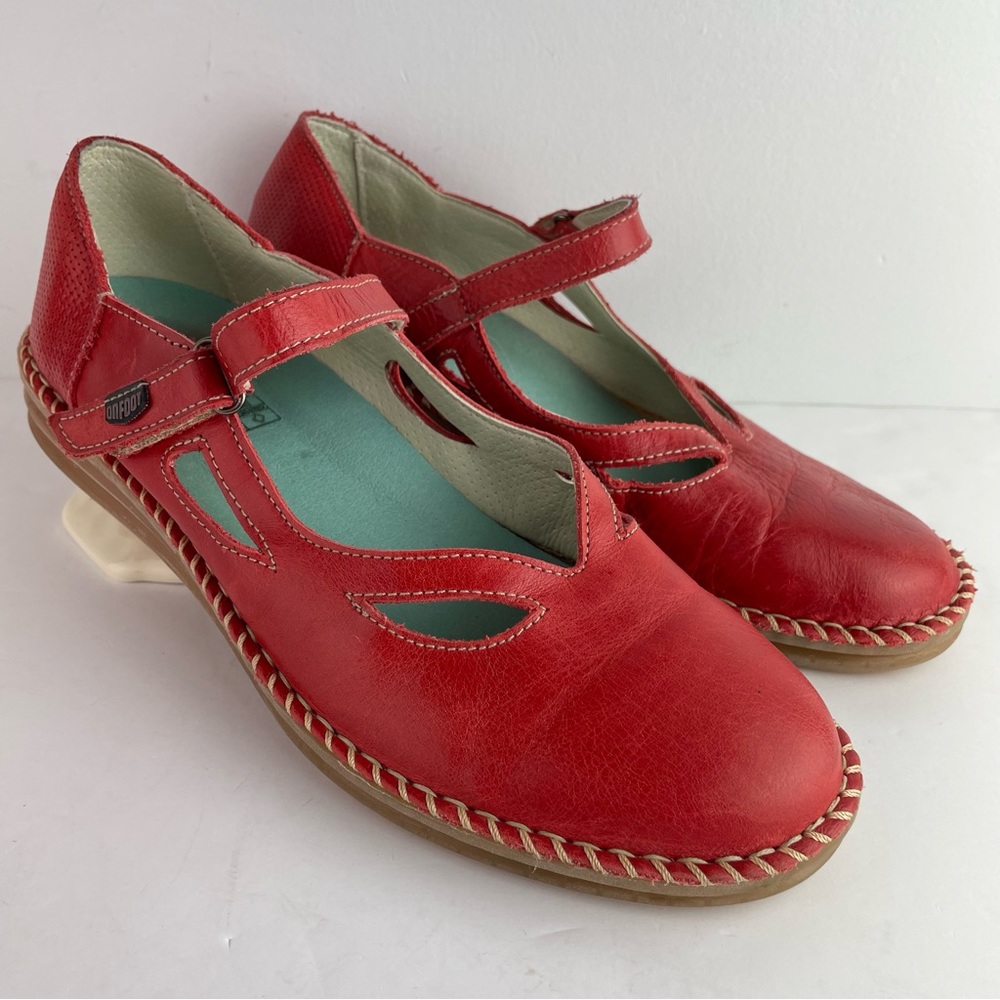Onfoot Red Leather Mary Janes - Gem